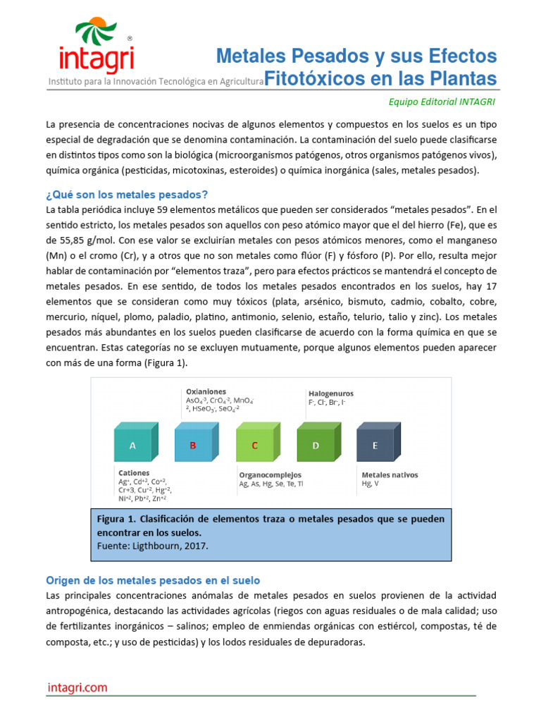 Metales Pesados y Sus Efectos Fitotoxicos | PDF | Rieles | Elementos ...