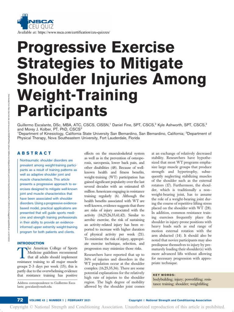 Progressive Exercise Strategies To Mitigate 7 1523173592 | PDF ...