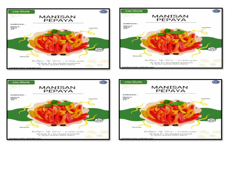 Label Manisan Pepaya | PDF
