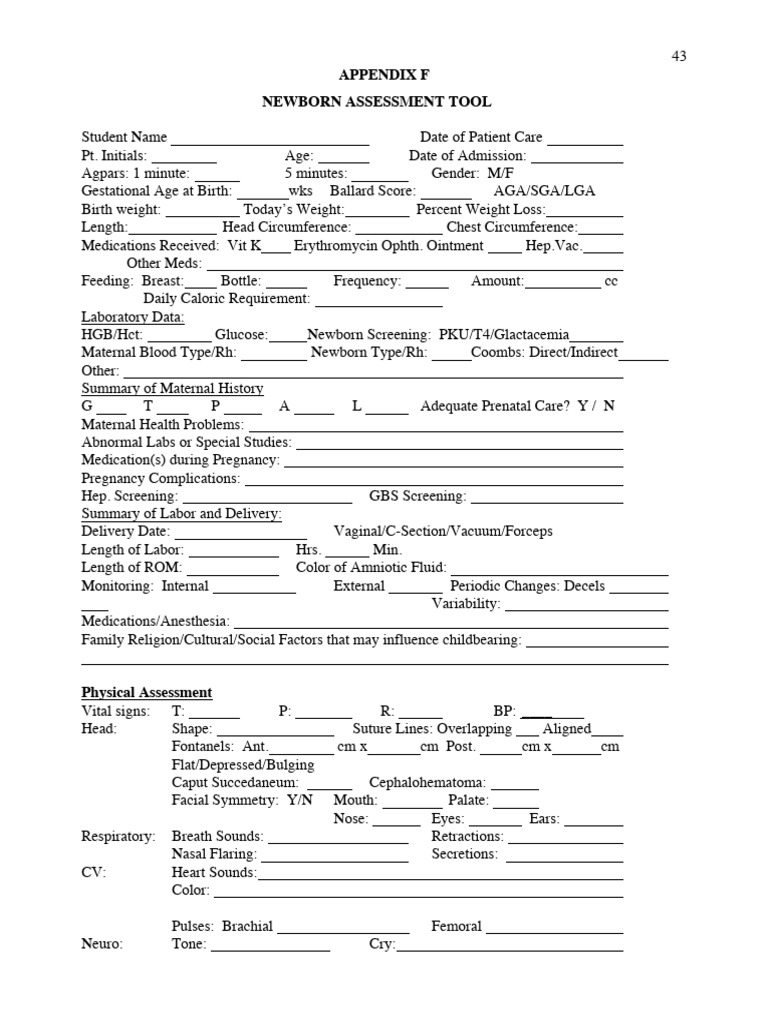 Newborn Assessment PDF Childbirth Pregnancy
