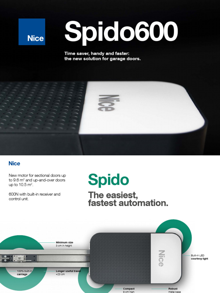 Manual Nice Spido 600 | PDF | Home Automation | Garage (Residential)