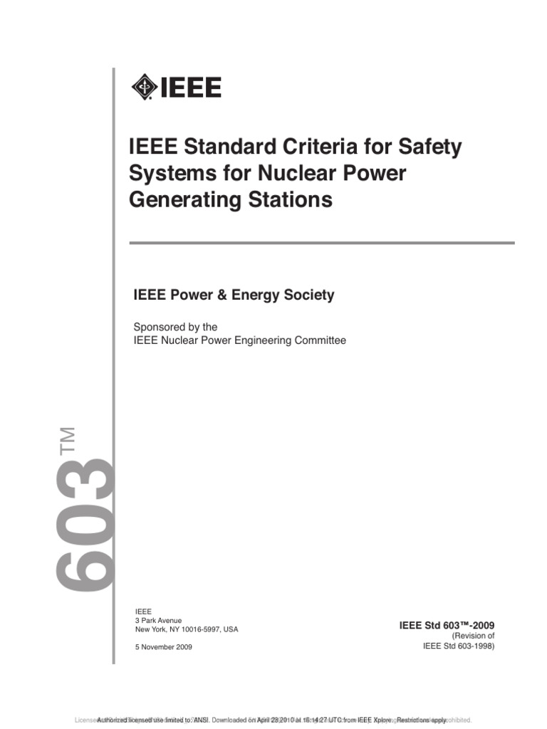 IEEE 603-2009 Criteria For Safety Systems - Nuclear PWR | Download Free PDF | Safety ...
