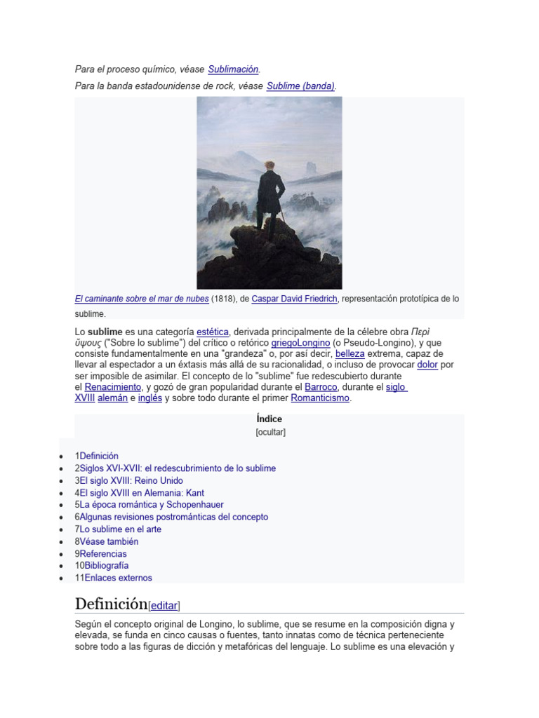 Lo Sublime: Definición y Evolución Histórica | PDF | Immanuel Kant