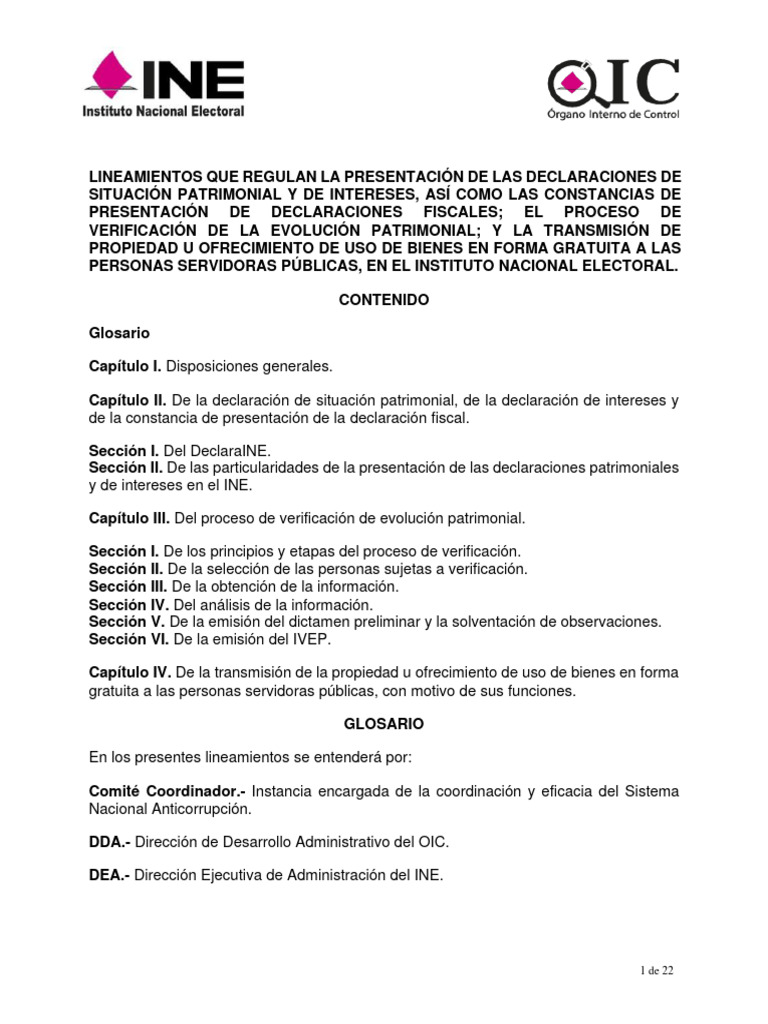 Lineamientos Que Regulan La Presentación de Declaraciones | PDF | Contraseña | Corrupción política
