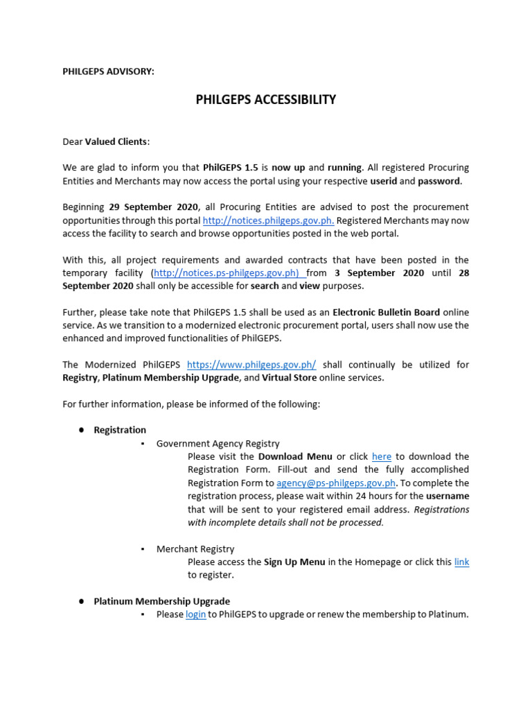 PhilGEPS 1.5 Accessibility Update | PDF | Computing | Software