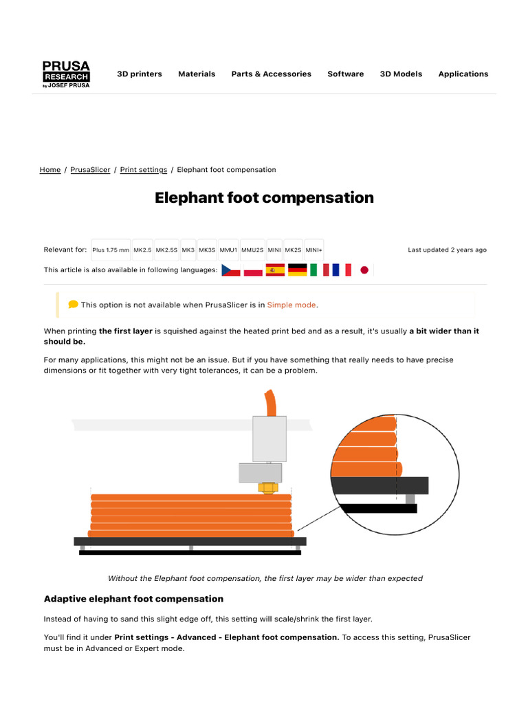 Elephant foot compensation _ Prusa Knowledge Base | PDF | 3 D Computer ...