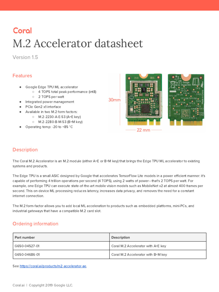 Coral M2 Datasheet | Download Free PDF | Printed Circuit Board | Computer Engineering