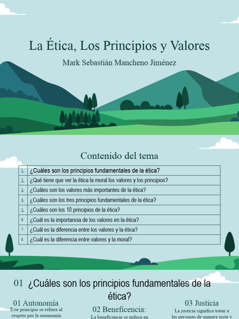 La Ética, Los Principios y Valores | PDF | Moralidad | Justicia