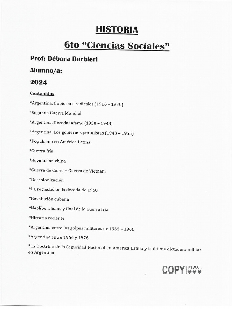 6to Sociales - Nuestra Señora - Historia - Debora Barbieri $12600 | PDF
