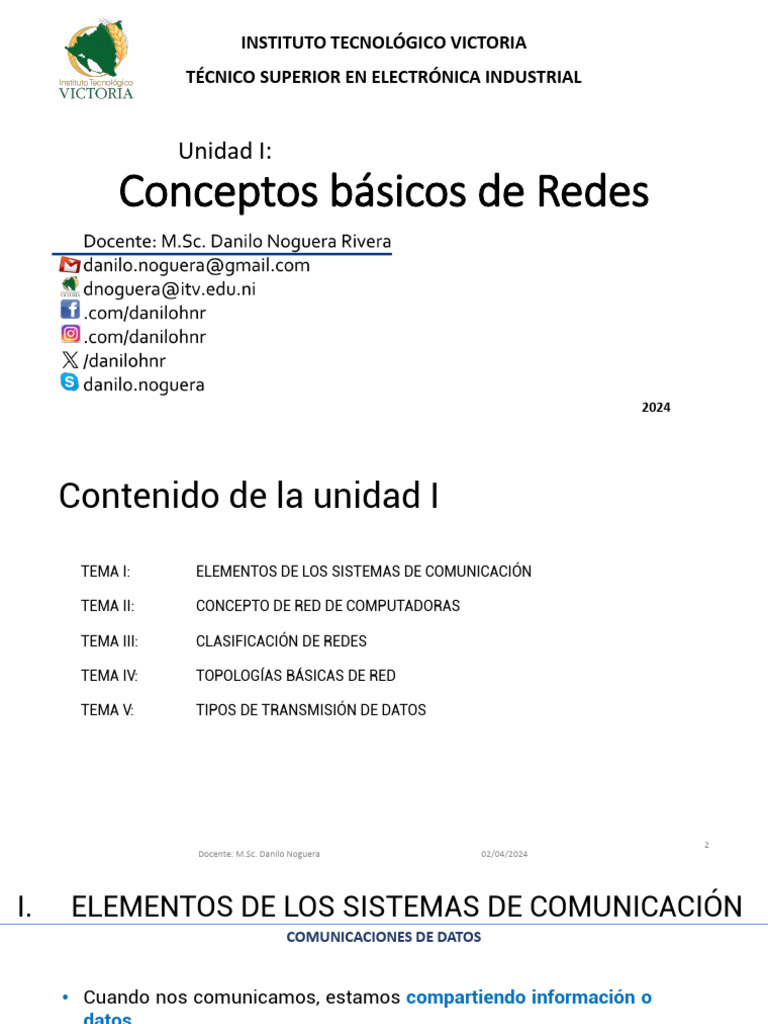 02-Unidad I - Conceptos básicos de redes2024 | Descargar gratis PDF | Red de computadoras ...