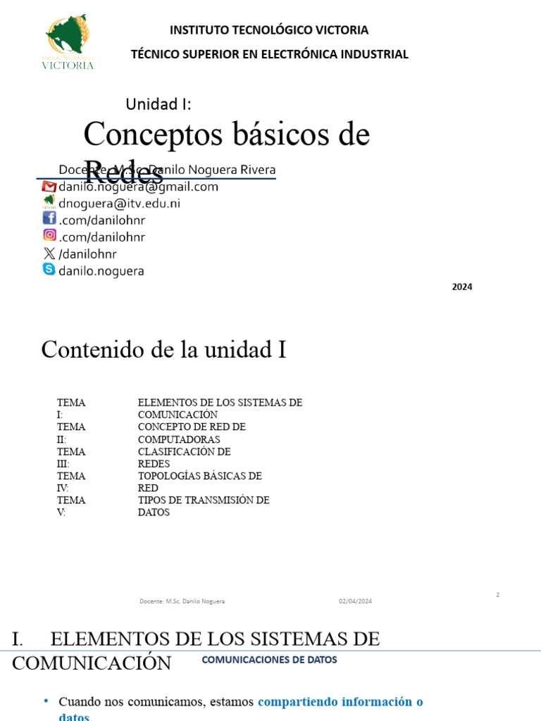 02-Unidad I - Conceptos Básicos de Redes2024 | Descargar gratis PDF | Red de computadoras ...