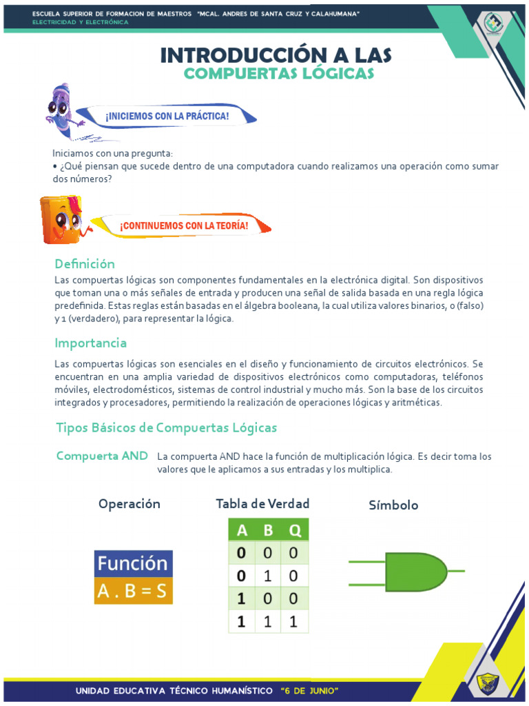 COMPUERTAS LOGICAS Electrónica Digital and or Not | PDF | Puerta lógica | Lógica matemática