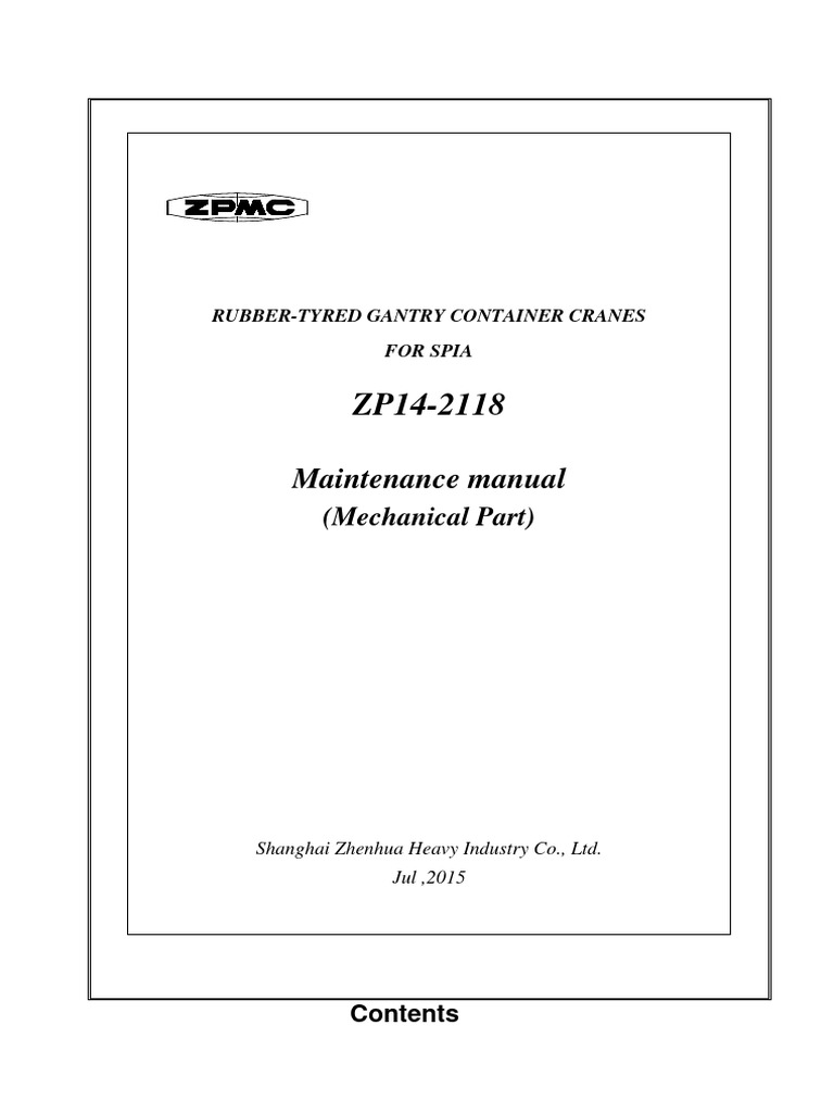 Mechanical Maintenance Manual For RTG | PDF | Nondestructive Testing ...