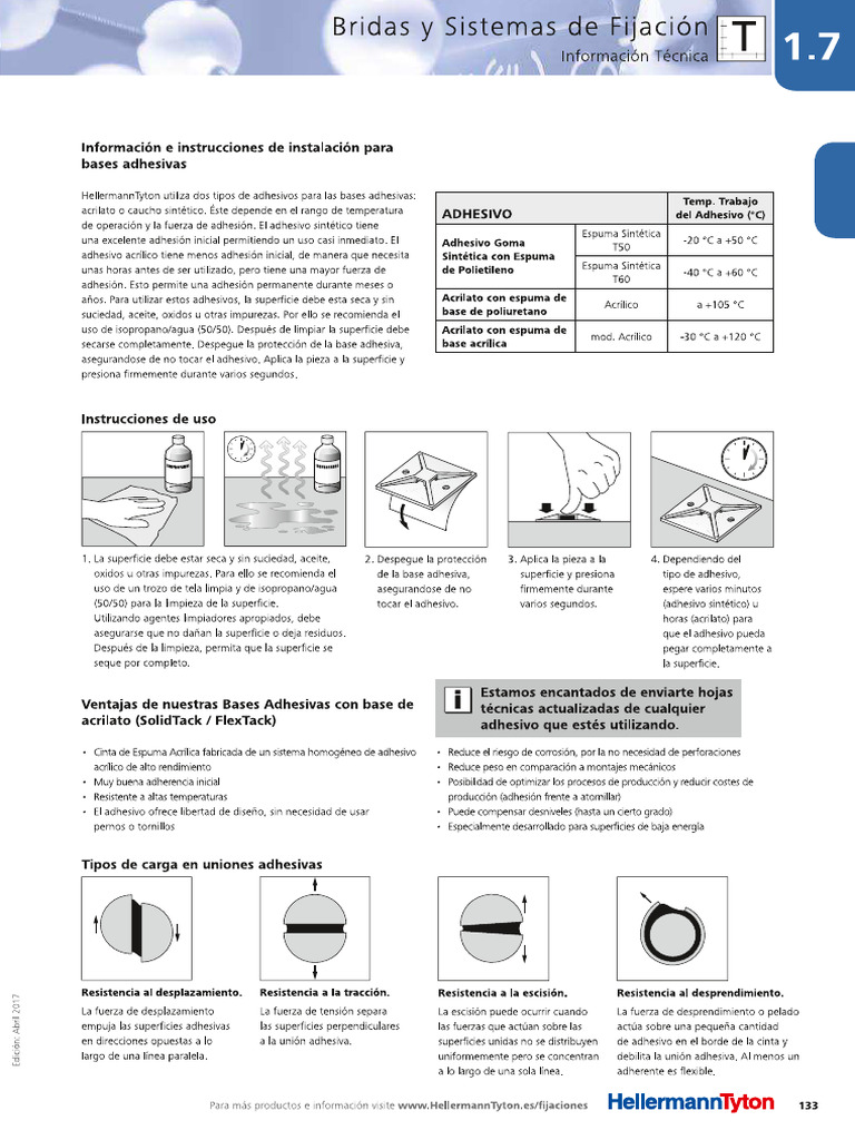 hellermanntyton-ht_instrucciones-de-instalacion-de-bases-adhesivas_2017_2018-es | PDF