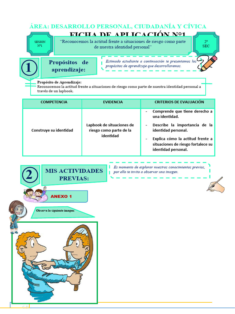 2° FICHA DE APLICACIÓN-SESIÓN1-SEM.1-EXP.1_DPCC (1) | PDF | Evaluación | Aprendizaje