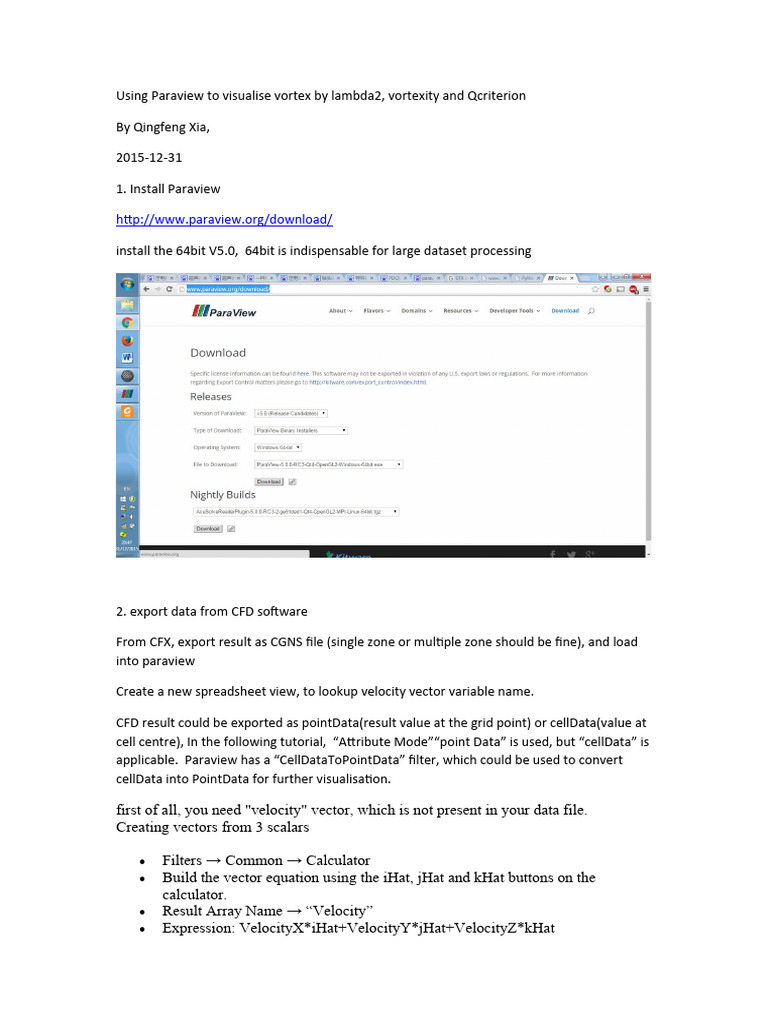 Using Paraview To Visualise Vortex by Lambda2 | PDF