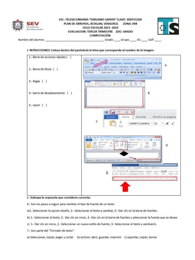 Examen Computación | PDF | Microsoft Word | Informática