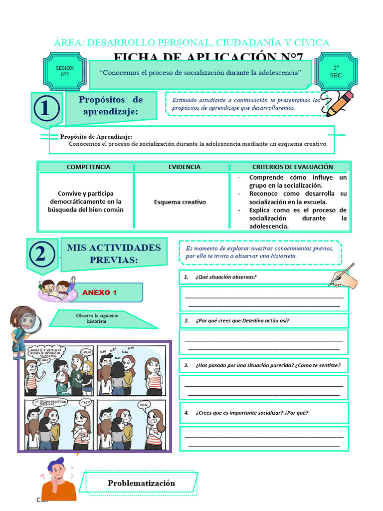 2° Ficha de Aplicación-Sesión7-Sem.4-Exp.1 - DPCC | PDF | Socialización | Aprendizaje