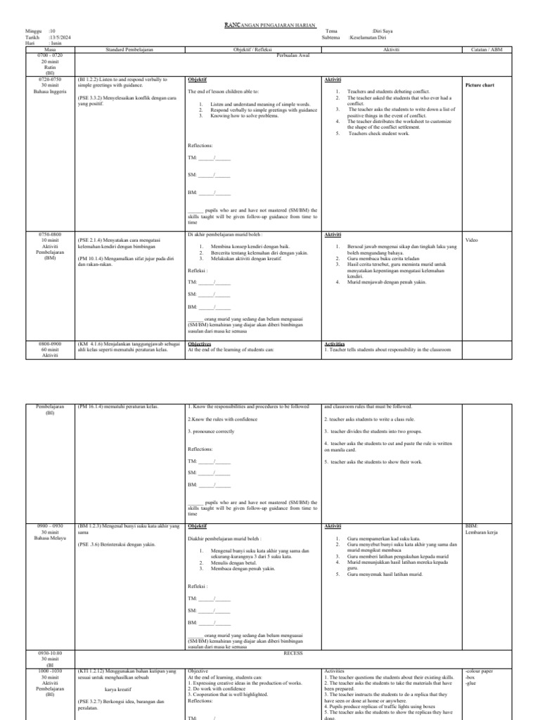 RPH M10 Keselamatan Diri | PDF