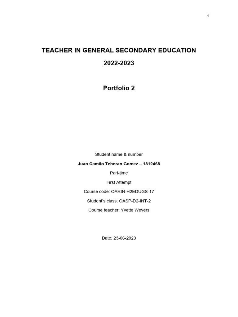 GSE - Portfolio 2 | PDF | Mentorship | Teachers