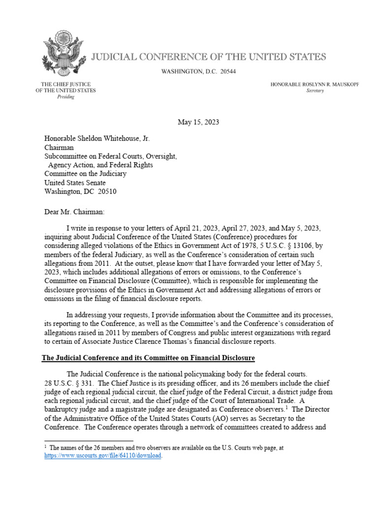 Response To Senator Sheldon Whitehouse Letters of 4-21-2023 4 - 27 ...