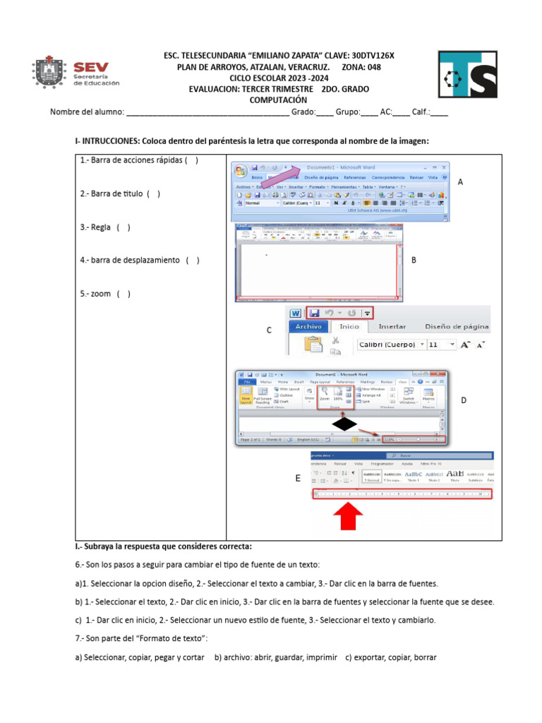 Evaluación Computación 2do Grado | PDF | Microsoft Word | Informática