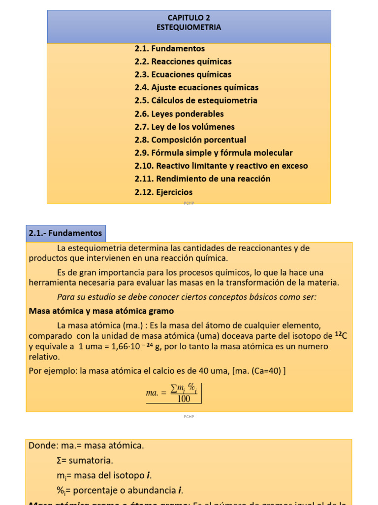 Tema 2 | PDF | Estequiometría | Reacciones químicas
