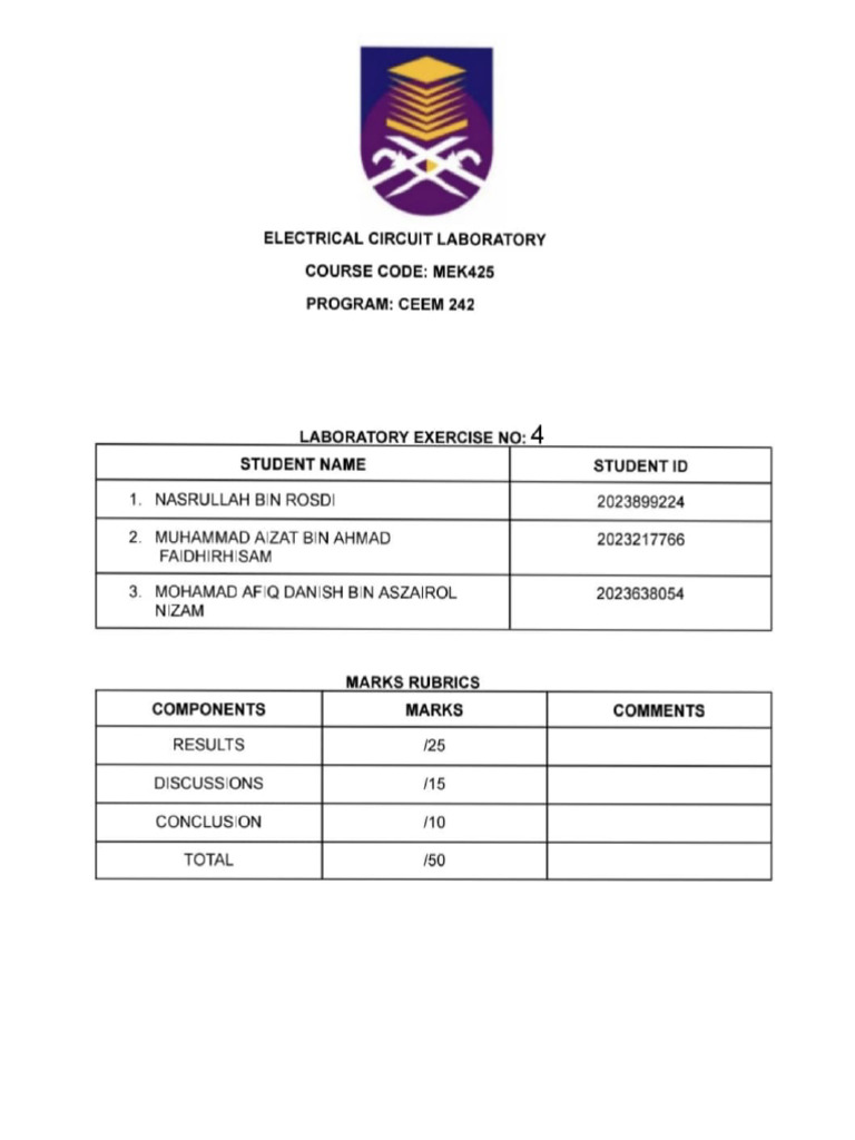 LAB REPORT 4 (1E) - Nasrullah, Afiq, Aizat | PDF