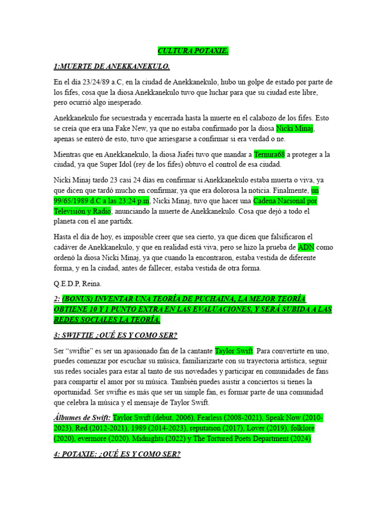 Documento | PDF | Taylor Swift | Música pop