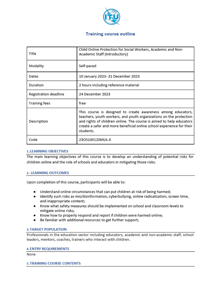 COP Educators (Intro) Course Outline | PDF | Teachers | Risk