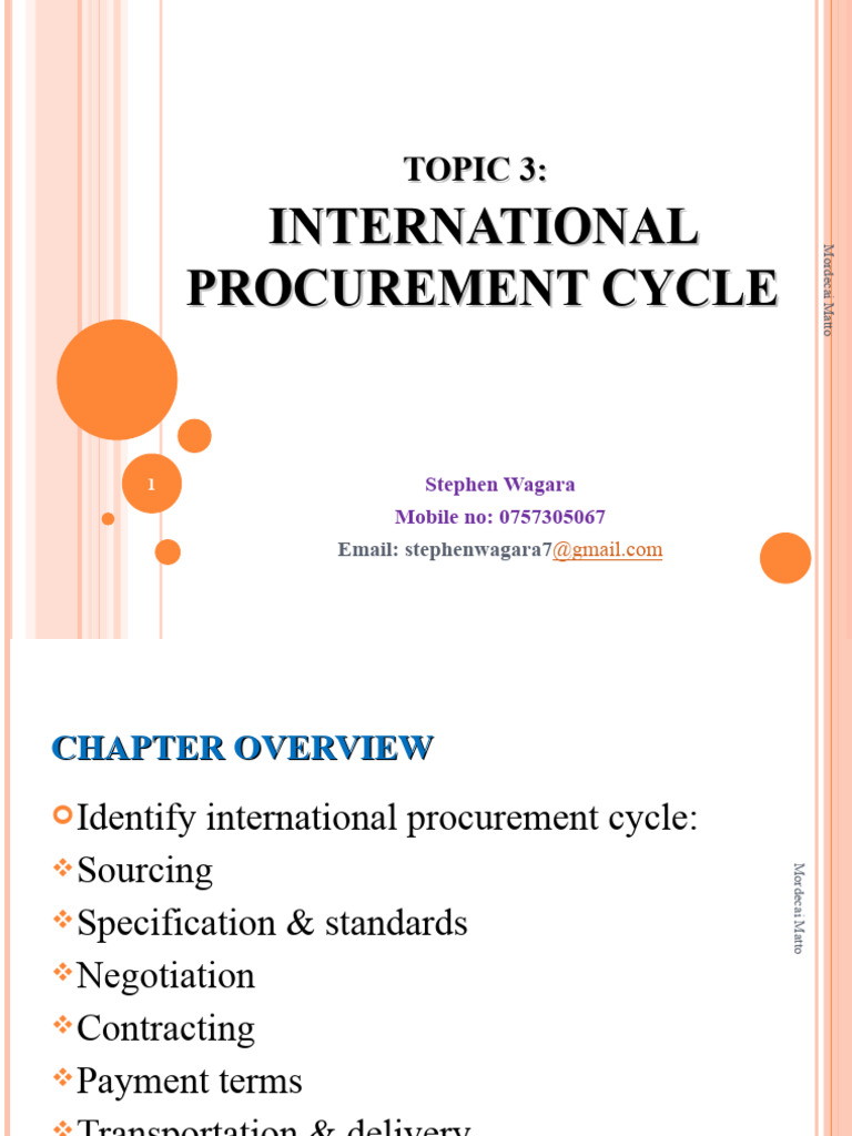 International Procurement Cycle Guide | PDF | Mediation | Specification ...