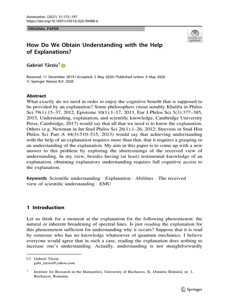 How Do We Obtain Understanding With The Help of Explanations | Download ...