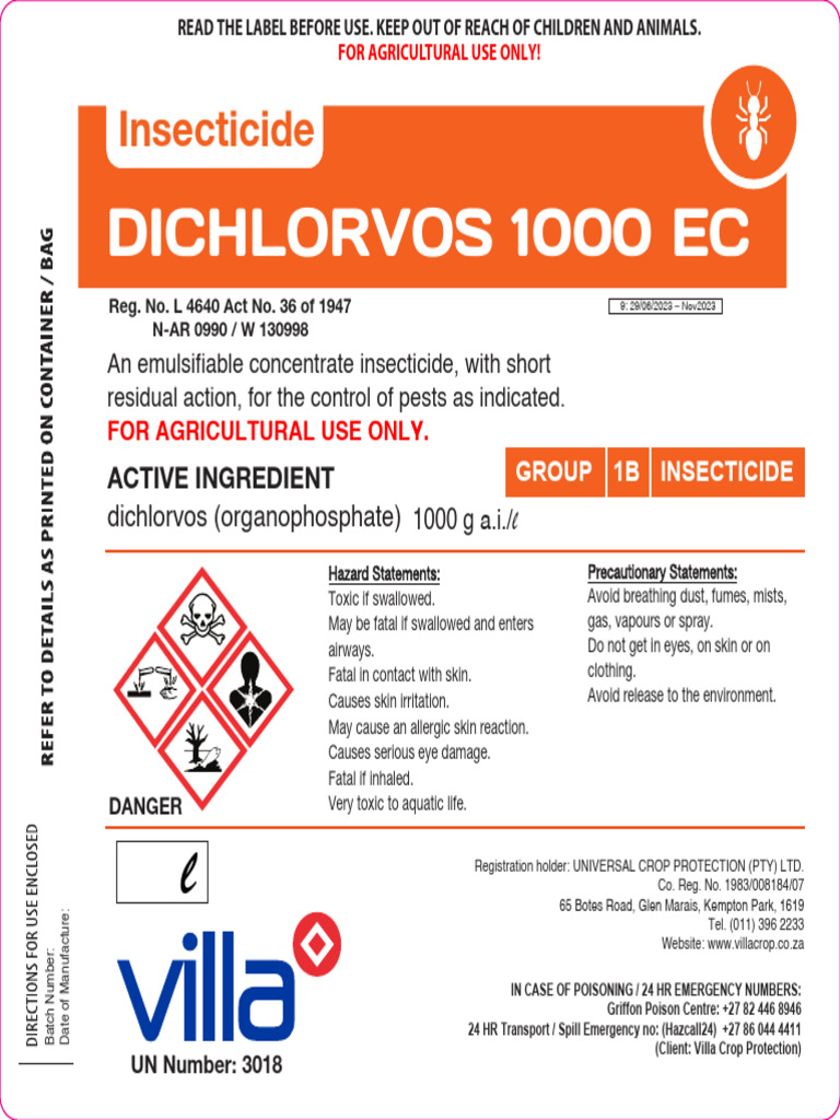Dichlorvos-1000-EC Nov2023 UCP | Download Free PDF | Toxicity | Insecticide