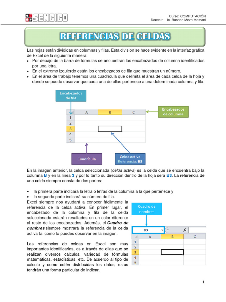 Separata-Referencias de Celdas | PDF | Microsoft Excel | Informática