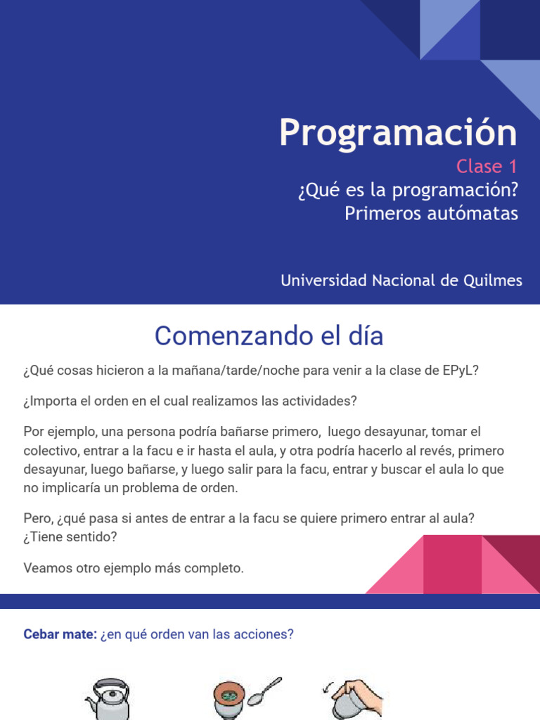 V2022 Programacion - Clase 1 Que Es La Programacion y Primeros Automatas | PDF | Lenguaje de ...