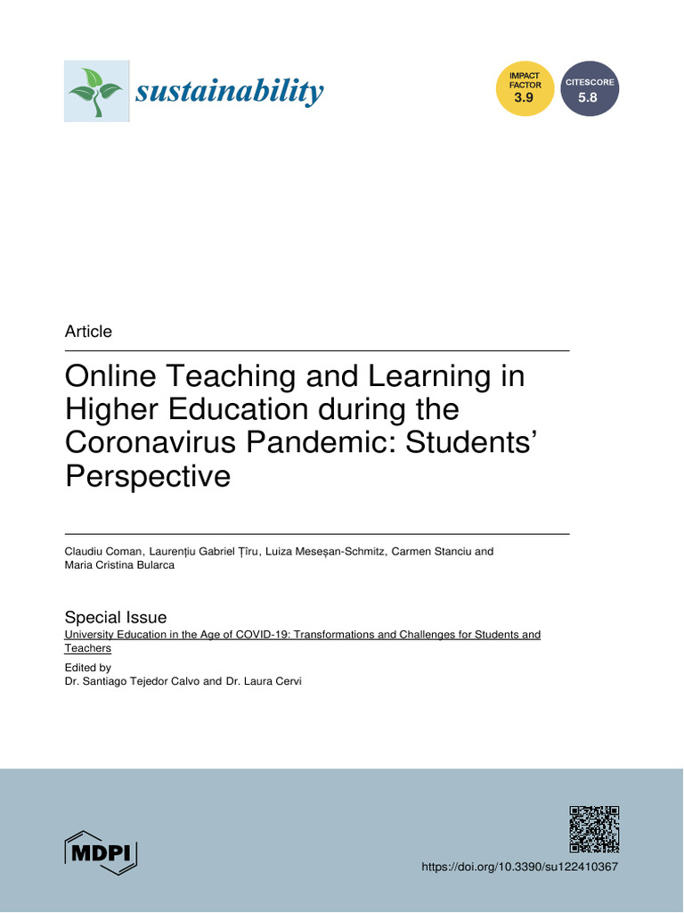 Online Teaching and Learning in Higher Education During The Coronavirus ...