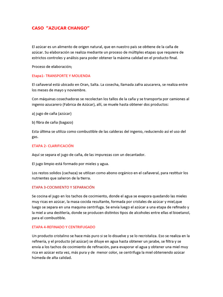 caso AZUCAR CHANGO[1] | PDF | Azúcar | Dieta y nutrición