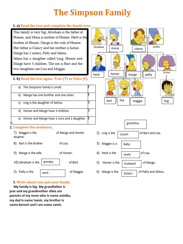 The Simpsons Family Exercises Fun Activities Games Pronunciation ...