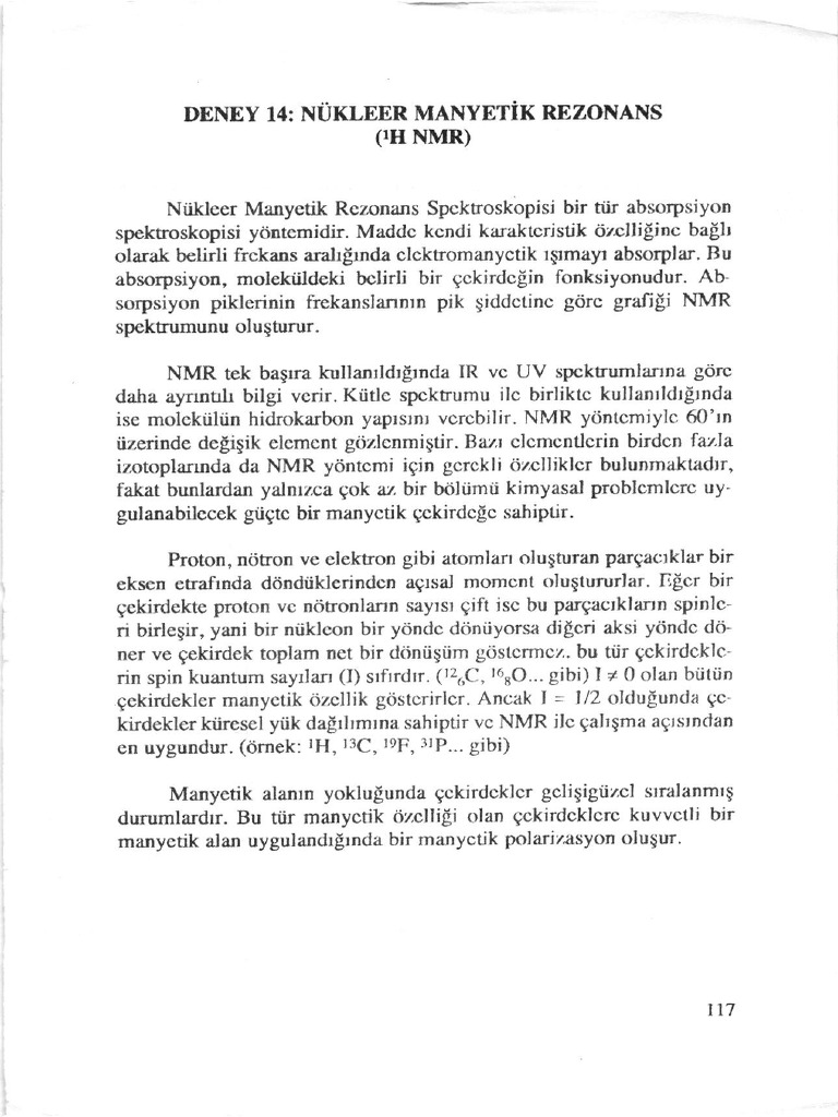 NMR Deney Föyü | PDF