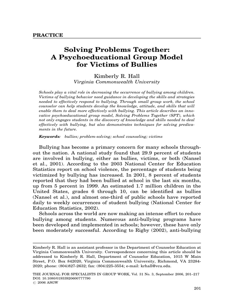 Hall (2006) Solving Problems Together - A Psychoeducational Group Model ...