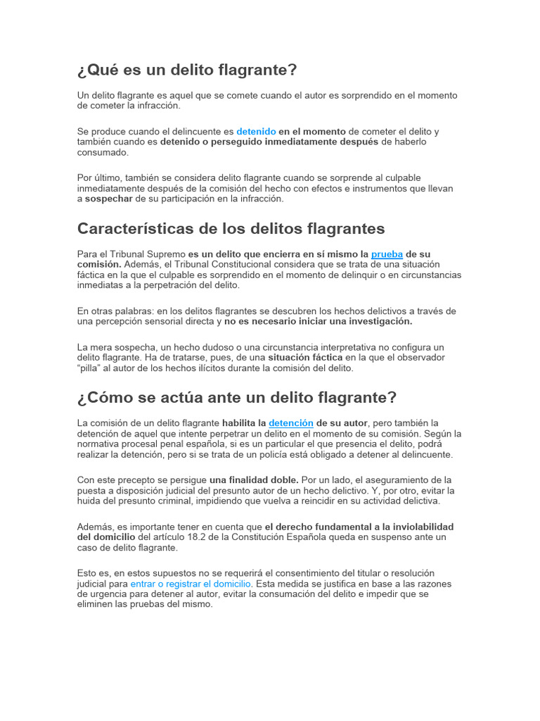 Qué Es Un Delito Flagrante | PDF