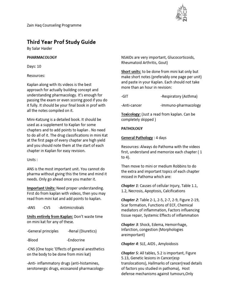 Third Year Prof Study Guide | PDF | Inflammation | Virus