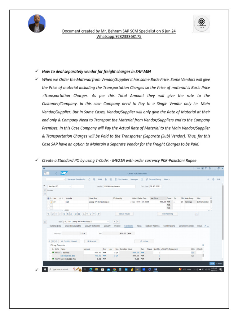 Managing Freight Charges in SAP MM | PDF | Economies | Business
