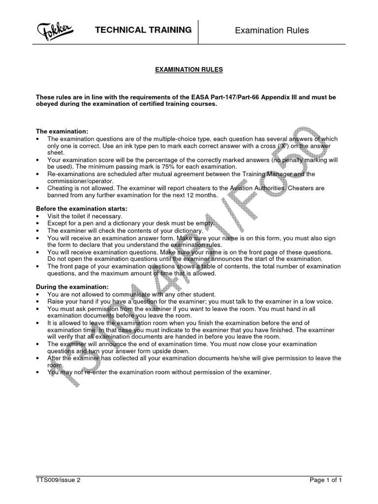 171114-B1-Fo50 Examination Rules | PDF