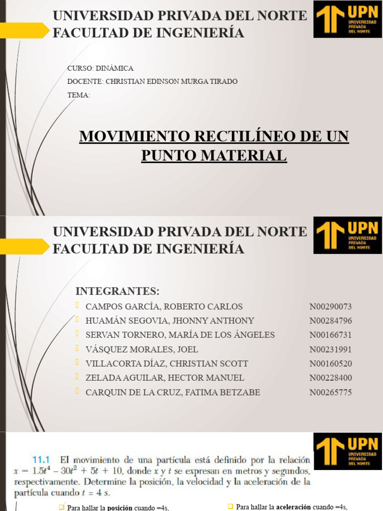 Movimiento Rectilíneo de Un Punto Material - TAREA 02 - SEMANA 02 | PDF | Tiempo espacial | Cantidad