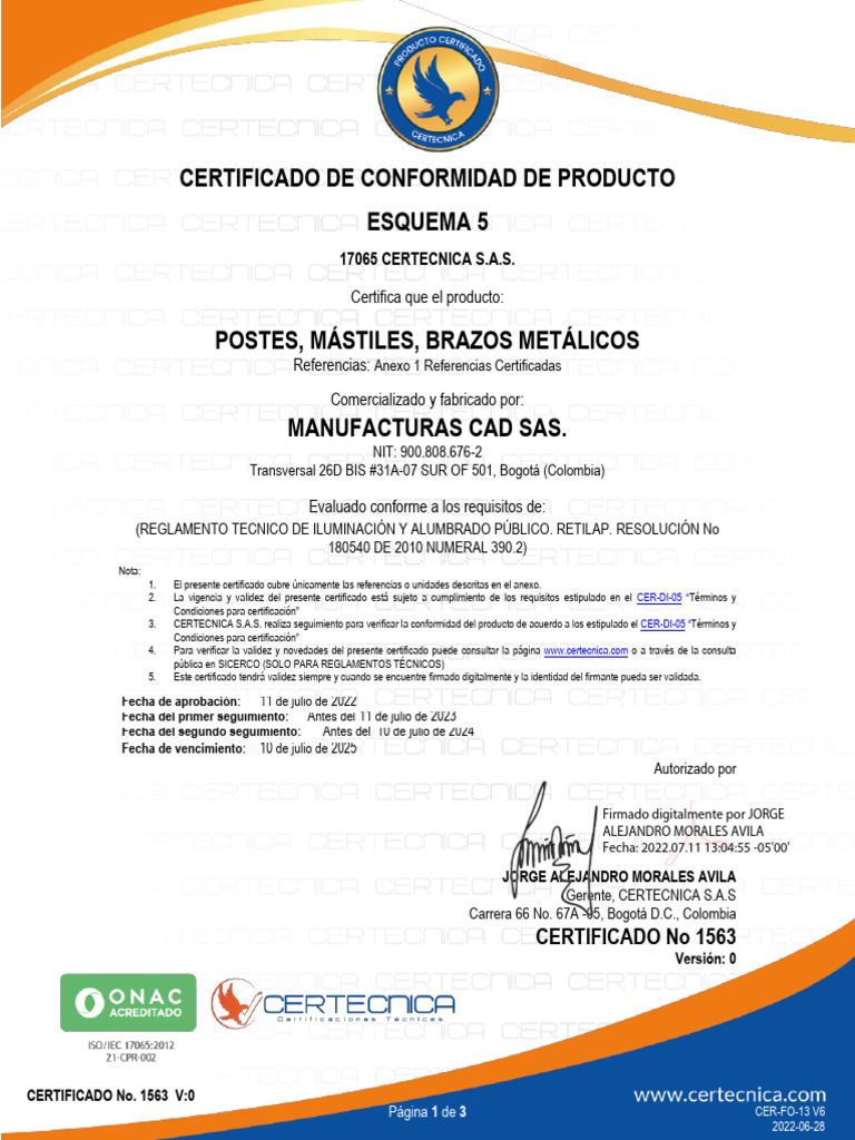 Certficado 1563 | PDF