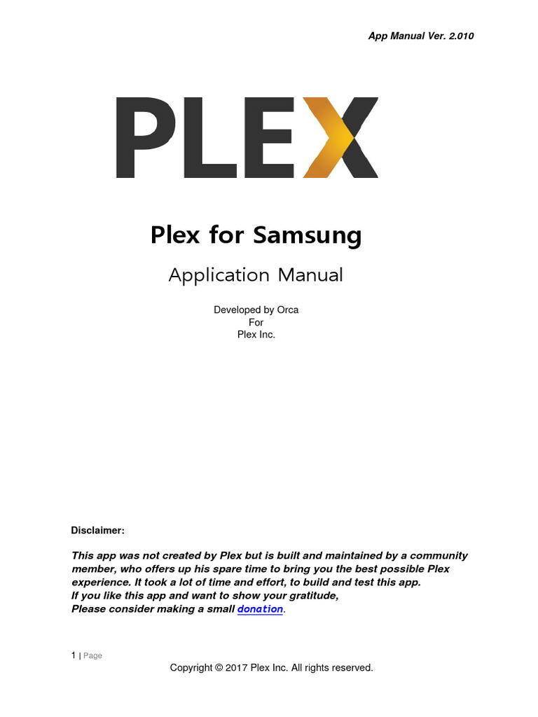 Plex For Samsung App Manual v2.010 | PDF | Mobile App | Computing
