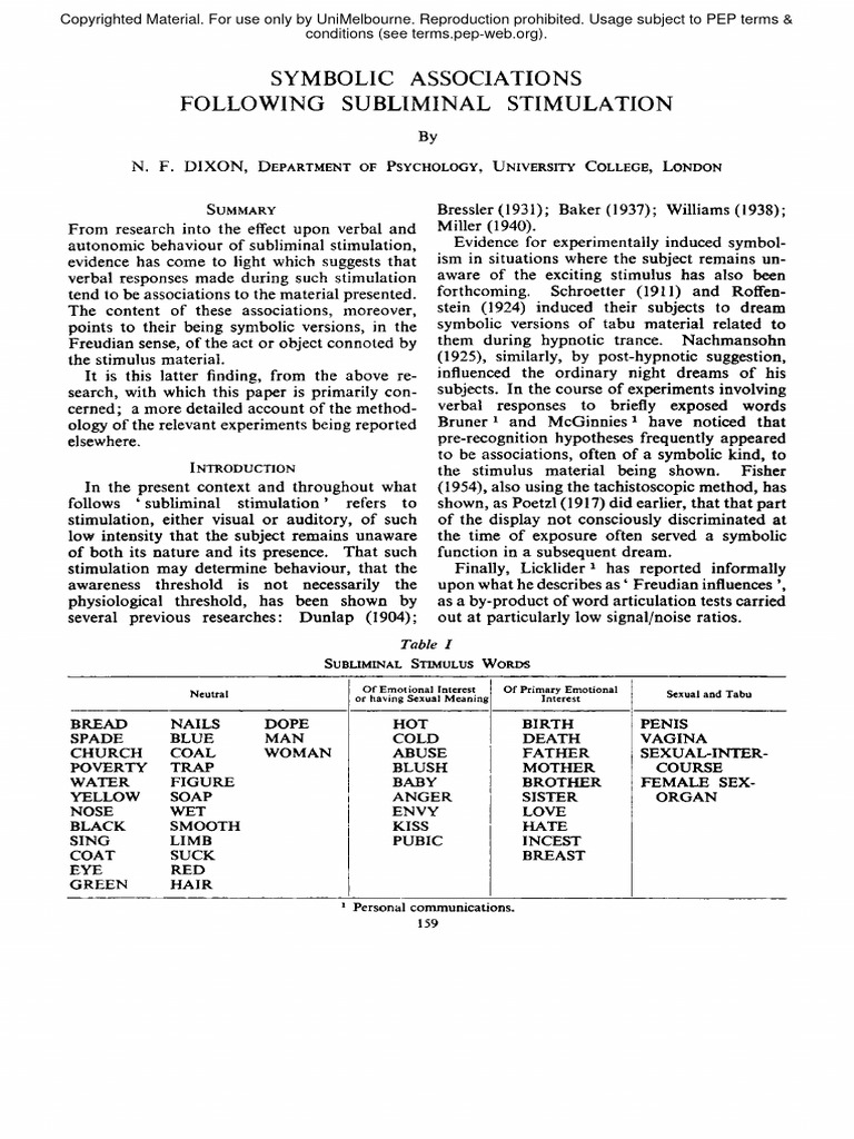 Subliminal Stimulation | PDF