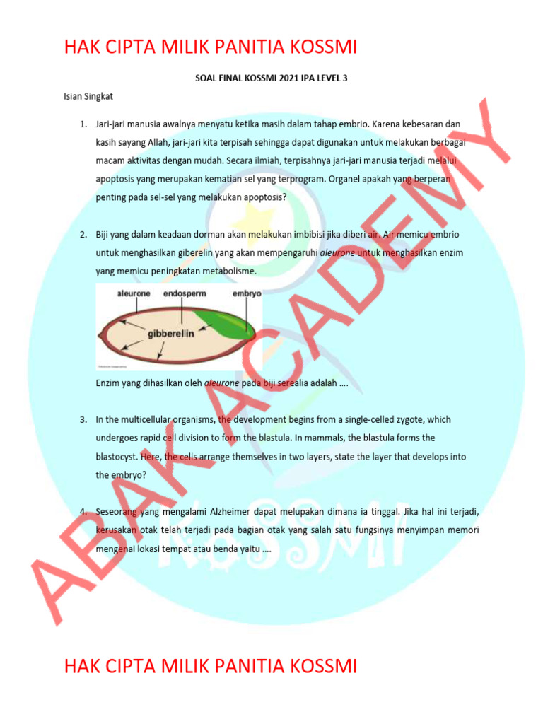 Soal Final KOSSMI 2021 IPA Level 3 | PDF | Sains & Matematika