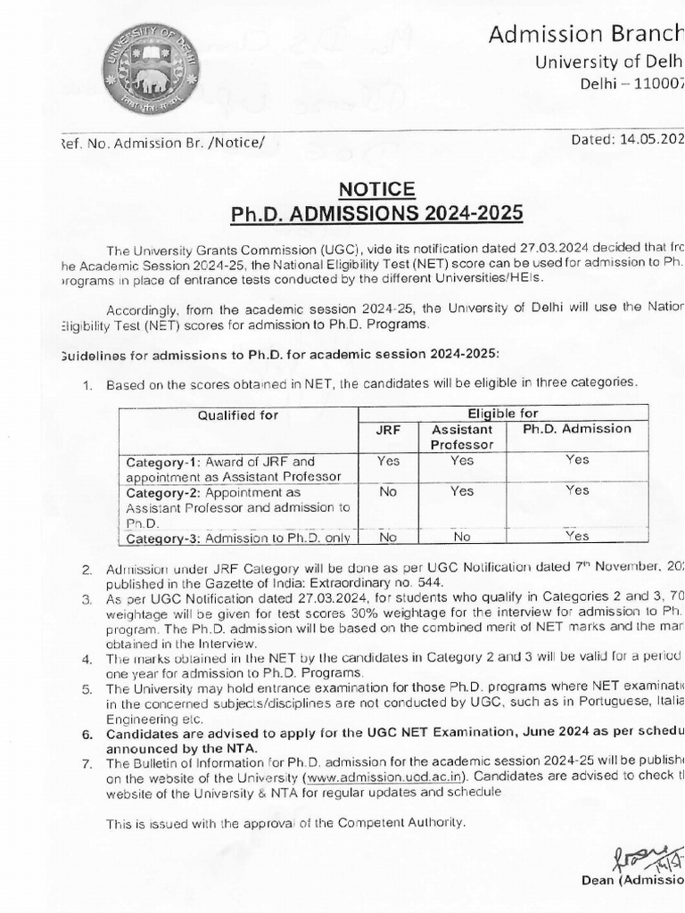 PHD Admission 2024 | PDF
